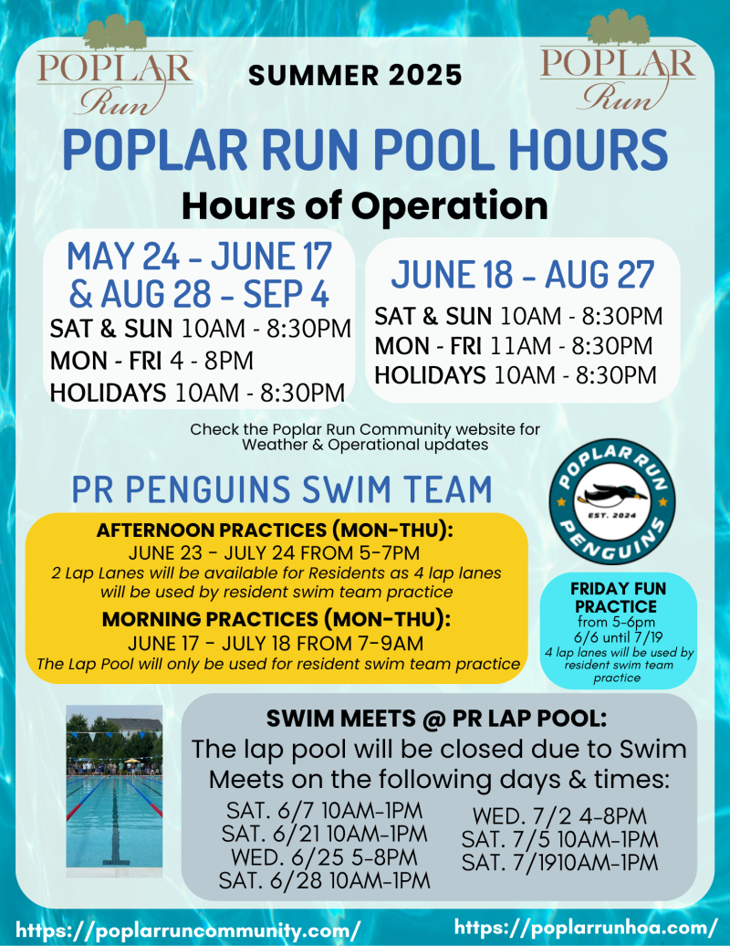 Poplar Run Community Pool & Clubhouse Rental website – Poplar Run
